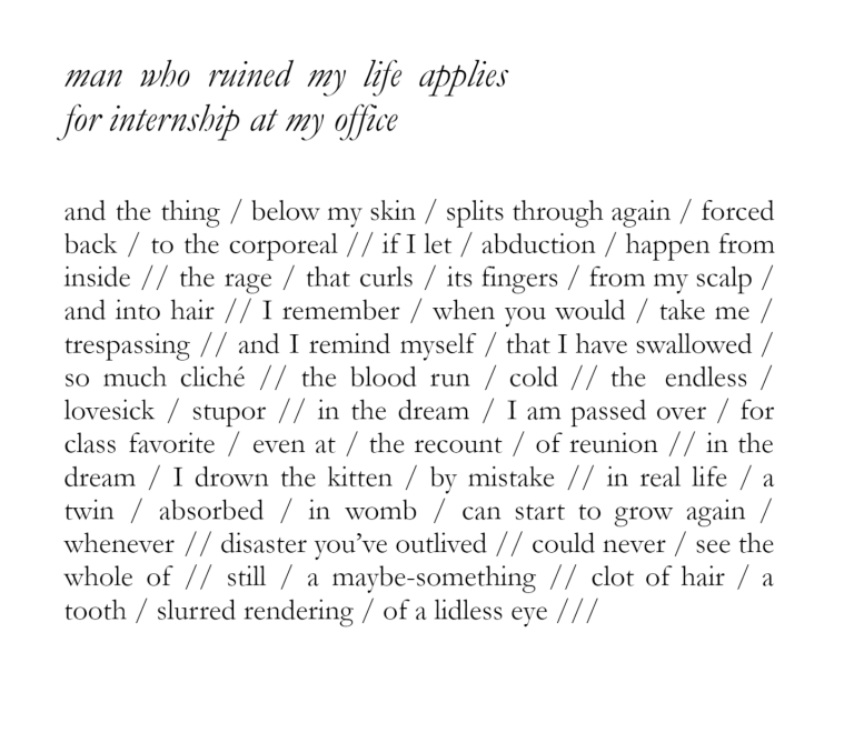 Chelsea Margaret Bodnar | poetry | man who ruined my life applies for ...